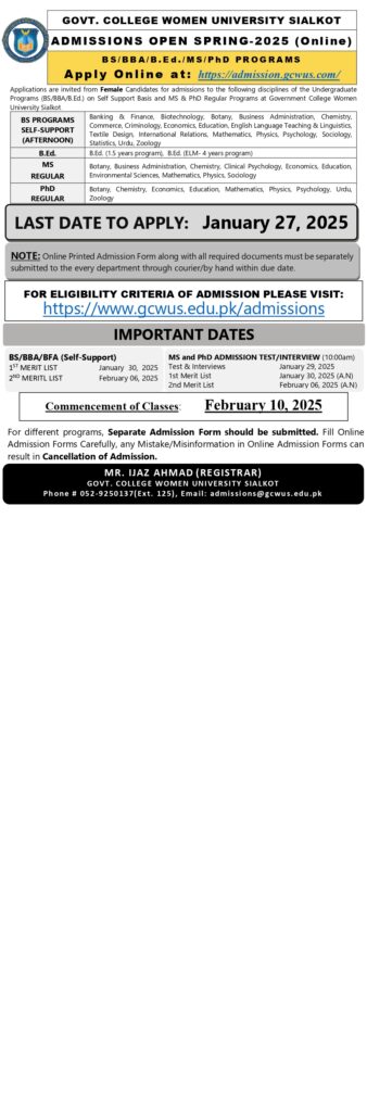 Welcome to :: Govt. College Women University, Sialkot